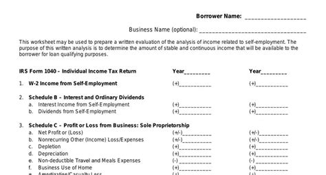 Evaluating Self Employed Borrowers Tax Year 2022 Worksheets Library