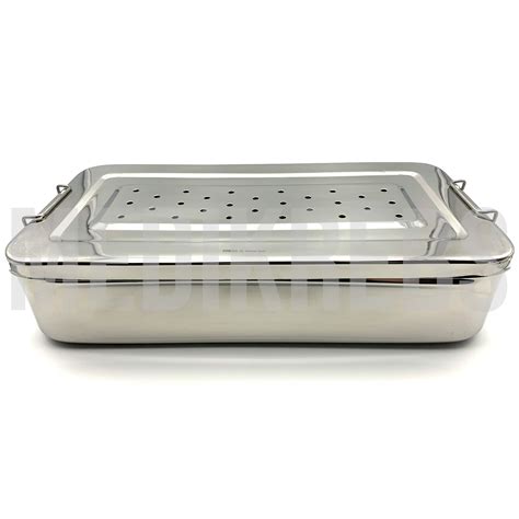 Stainless Steel Sterilization Tray W Perforated Lid Medikrebs Corp