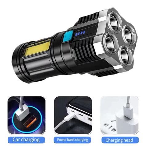 강력한 COB 손전등 LED 폭발 방지 손전등 배터리 내장 모드 USB 충전식 핸드 토치 야외 캠핑 LED 손전등 AliExpress