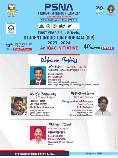 Psna College Of Engineering And Technology On Linkedin Day 2 12923