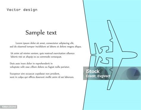 항공기입니다 벡터 공간 텍스트와 파란색 배경에 연속 비행기 라인의 밑그림 배너 포스터 배경 웹에 대 한 템플릿 한붓그리기에 대한 스톡 벡터 아트 및 기타 이미지 Istock