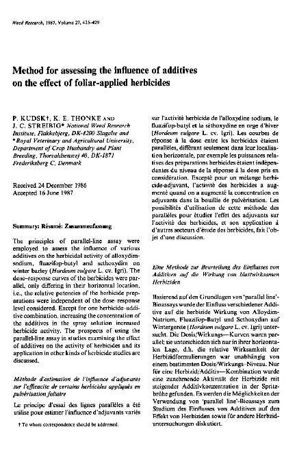 Pdf Method For Assessing The Influence Of Additives On The Effect Of