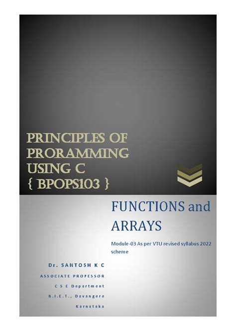 Module 3 Functions And Array Principles Of Proramming Using C