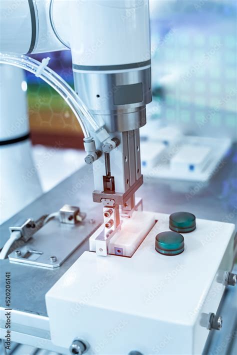 Robotic Arm Catch For Electronic Assembly Line The Robot For Smart Technology Manufacturing