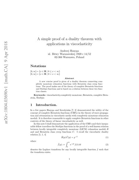 Pdf A Simple Proof Of A Duality Theorem With Applications In