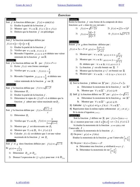 Generalites Sur Les Fonctions Exercices Non Corriges Fr 2 Pdf