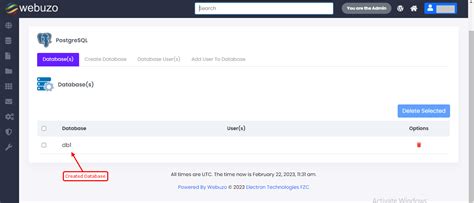 Add Database Webuzo