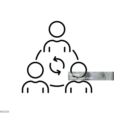 공동 작업 라인 아이콘입니다 사람들의 그룹 커뮤니티 팀 작업 선형 픽토그램 소셜 커뮤니케이션 및 비즈니스 팀워크 연결 개요 아이콘 편집 가능한 스트로크 격리된 벡터 일러스트