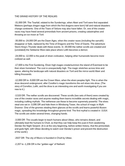 Storia Di Abeir Toril The Grand History Of The Realms Dnd Pdf Forgotten Realms Elf
