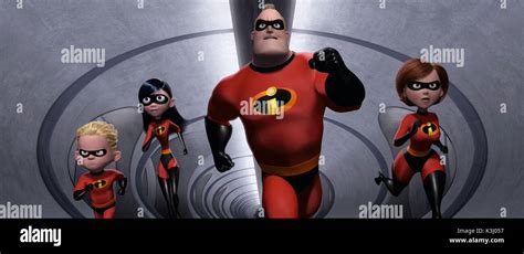 The Incredibles Pictured Left To Right Dash Violet Mr Incredible And Elastigirl In A Scene