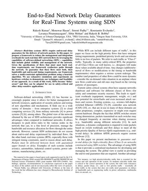 Pdf End To End Network Delay Guarantees For Real Time Systems Using Sdn