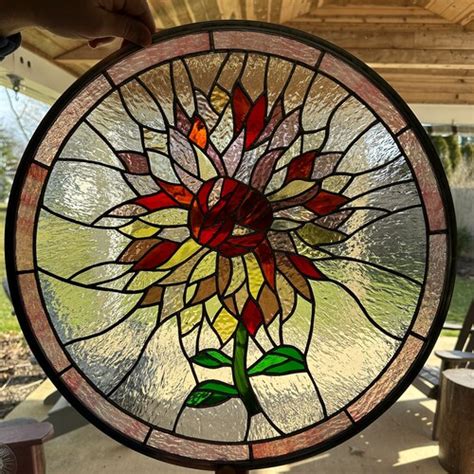 Cresting Wave 3 Leaded Stained Glass Window Panel Cabinet Etsy