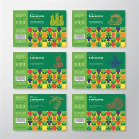 주스 라벨 템플릿 번들 프리미엄 벡터