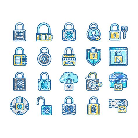 Padlock Lock Safe Password Key Icons Hand Drawn 62450179 Vector Art At Vecteezy