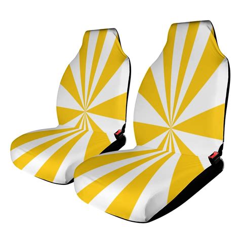 Aesthetic Signal Yellow And White Sunburst Car Seat Covers Front Seats