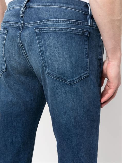 Frame Slim Cut Low Rise Jeans Blue Farfetch