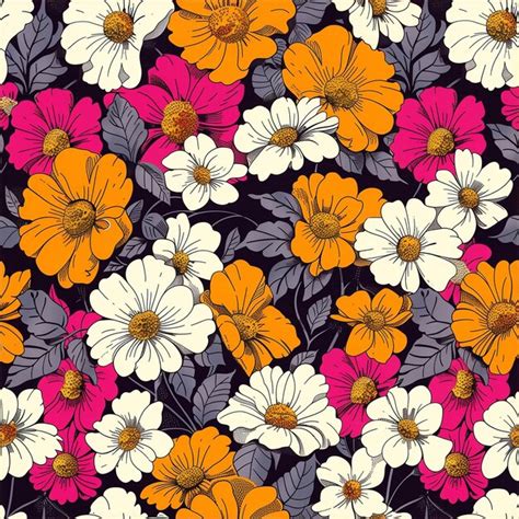 Floral Reapeating Pattern With Flowers On Background Premium Ai Generated Image