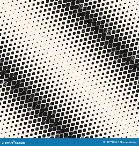 Vector Geometric Halftone Seamless Pattern Diagonal Gradient Transition Effect Stock Vector