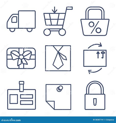 Set Of Line Icons For Shopping E Commerce Stock Vector Illustration Of Back Market 58387741