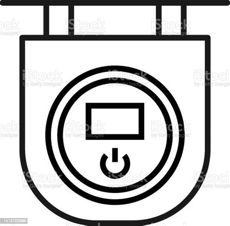 상점과 상점을위한 간판 흑백 기호 및 편집 가능한 획 광고 책 인터넷 사이트 앱에 적합합니다 간판에 로봇 진공 청소기의 벡터 라인 아이콘 날씬한에 대한 스톡 벡터 아트 및