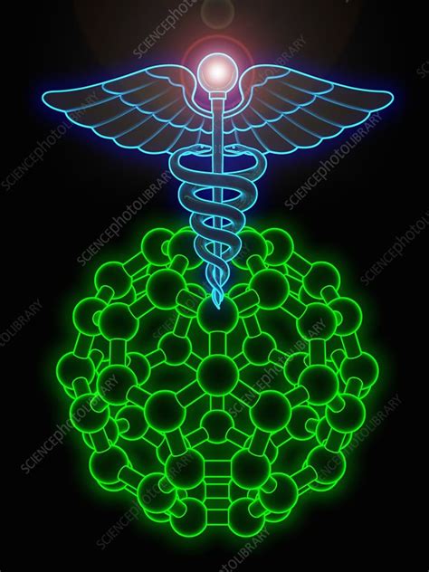 Medical Symbol And Molecular Model Artwo Stock Image F009 7250 Science Photo Library
