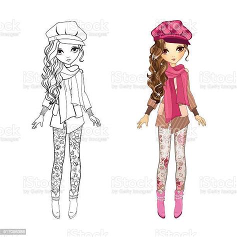 สมุดระบายสีของหญิงสาวในเสื้อโค้ท ภาพประกอบสต็อก ดาวน์โหลดรูปภาพตอนนี้ กระดาษระบายสี ศิลปะ