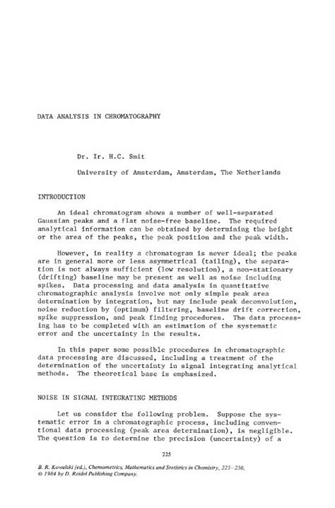 Pdf Chemometrics Data Analysis In Chromatography Dokumentips