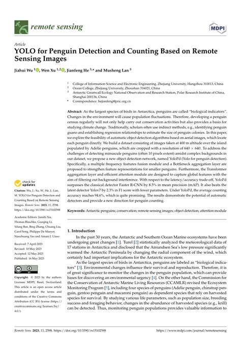 Pdf Yolo For Penguin Detection And Counting Based On Remote Sensing Images