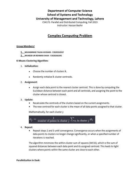 Complex Computing Problem Kmeans Clustering Download Free Pdf
