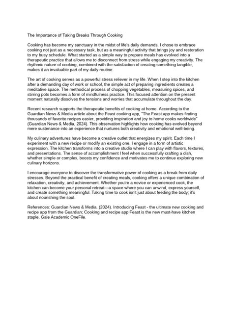 Learning Journal Unit 6 Pdf Cooking Creativity