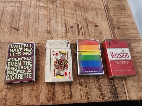 4pc Promotional Lighter Lot Winston King Of Diamonds Sex Rainbow Butane