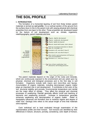 Laboratory Exercise Soils Activity Laboratory Exercise THE SOIL PROFILE I INTRODUCTION