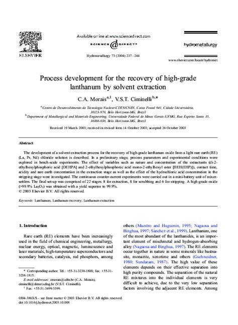 Pdf Process Development For The Recovery Of High Grade Calcium Tungstate From Alkaline Leach