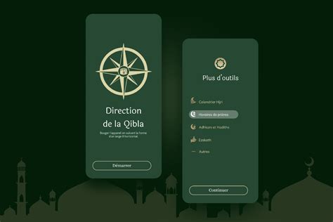 Compass Ui Design App For Musilman Qibla Figma