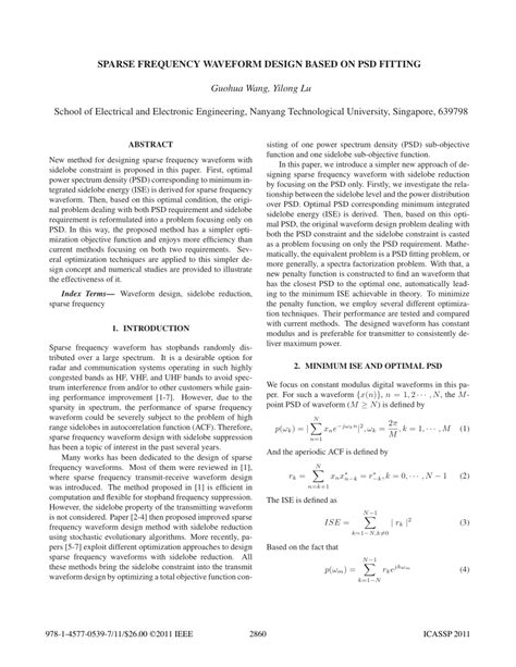 Pdf Sparse Frequency Waveform Design Based On Psd Fitting