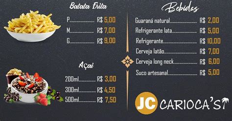 Menu At Jc Cariocas Pub And Bar Cabo Frio