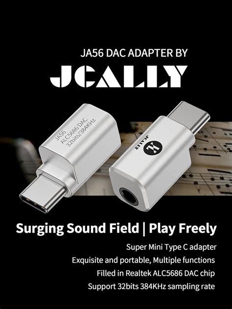 JCALLY JA56 Audio Adapter Type C Male To 3 5mm Female Audio Jack Earphone Connector Hi Res Sound
