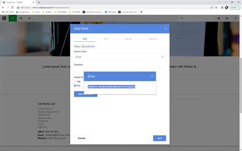Error Adding Forms On Refesh Install And Set Up Developing With