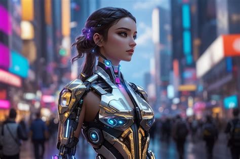Premium Ai Image Cybernetic Elegance A Stunning Glimpse Into A Future City Where Humans And
