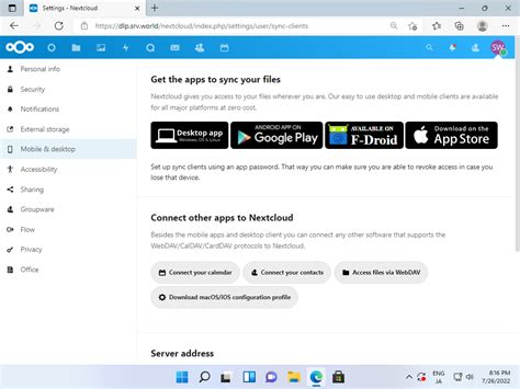 Ubuntu 22 04 Lts Nextcloud Access Via Desktop Client Server World