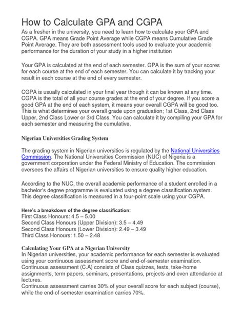 How To Calculate Gpa And Cgpa Pdf
