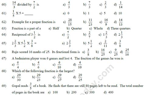 Cbse Class 5 Mathematics Mcqs Multiple Choice Questions