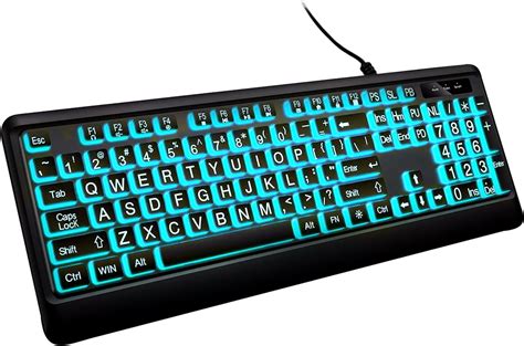 Large Print Backlit Keyboard Wired Lighted Computer Keyboards With 7