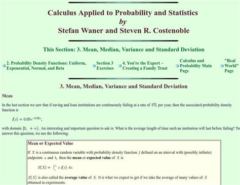 Finite Mathematics And Applied Calculus Mean Median And Standard