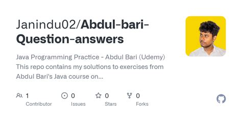 GitHub Janindu Abdul Bari Question Answers Java Programming