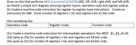 Given An Alu That Performs Add And Or Xor Right