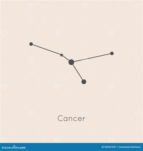 Cancer Zodiac Constellation In Trendy Minimal Linear Style Vector