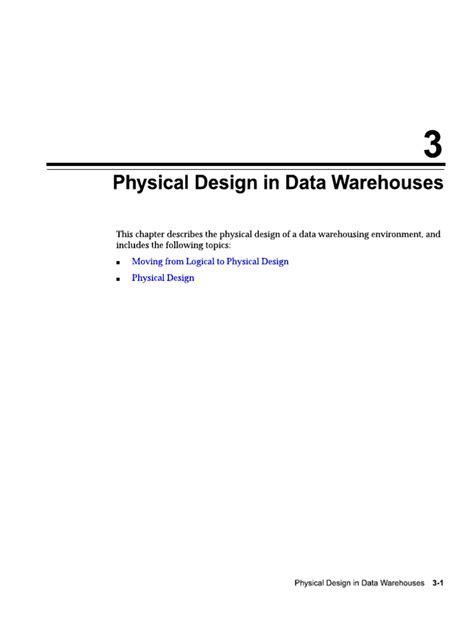 Lecture 3 Physical Design In Data Warehouse Pdf