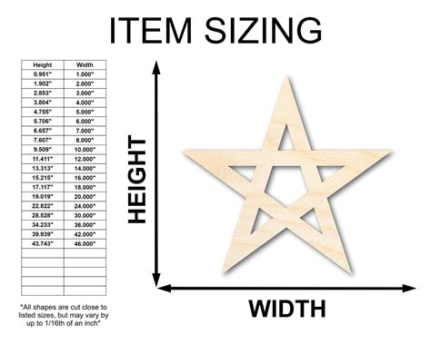 Unfinished Wood Pentagram Shape Craft Cutout Up To 36 Diy 24