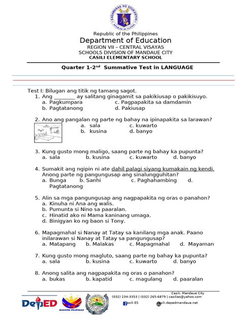 Language Summative Test 2 Pdf
